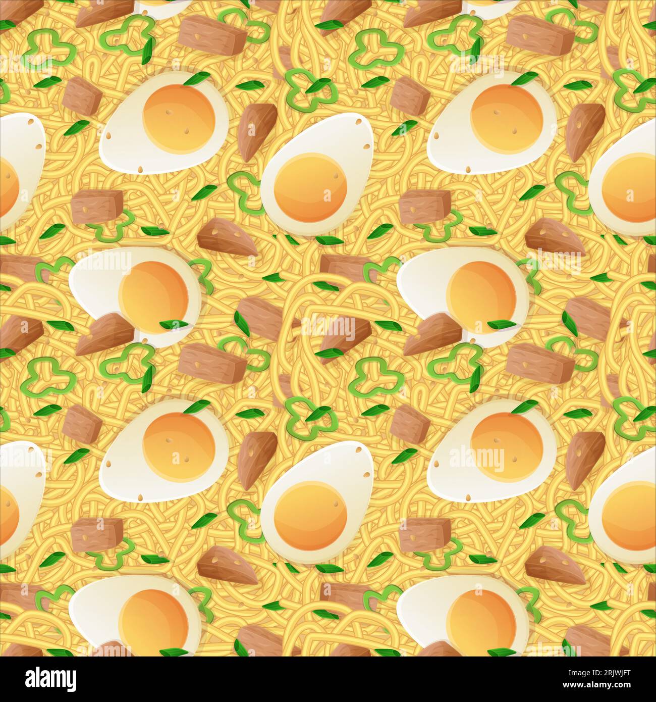 ramen noodle seamless pattern background. Stock vector illustration in ...