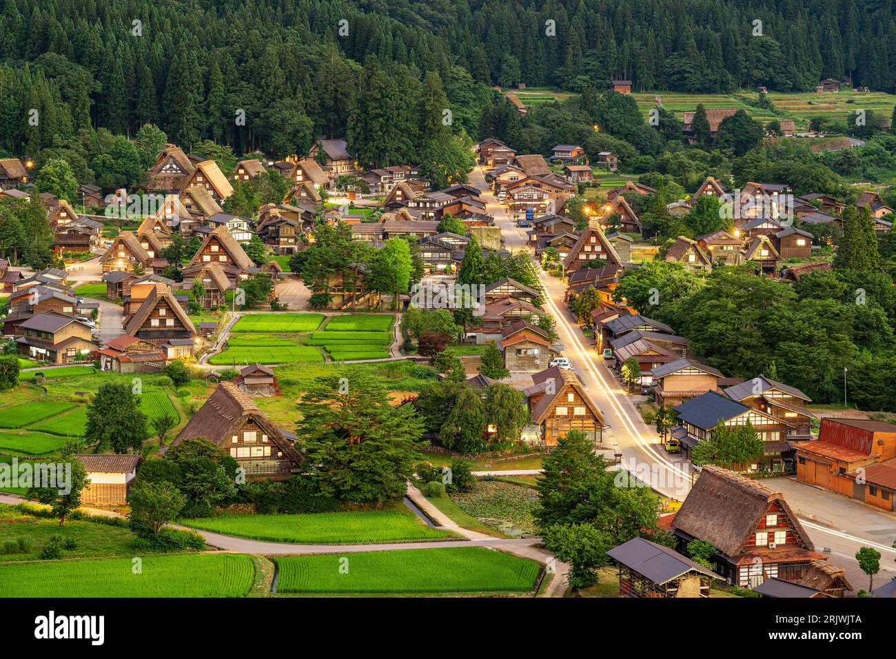 Ogimachi, Japan during summer. It is the largest village in Shirakawa ...