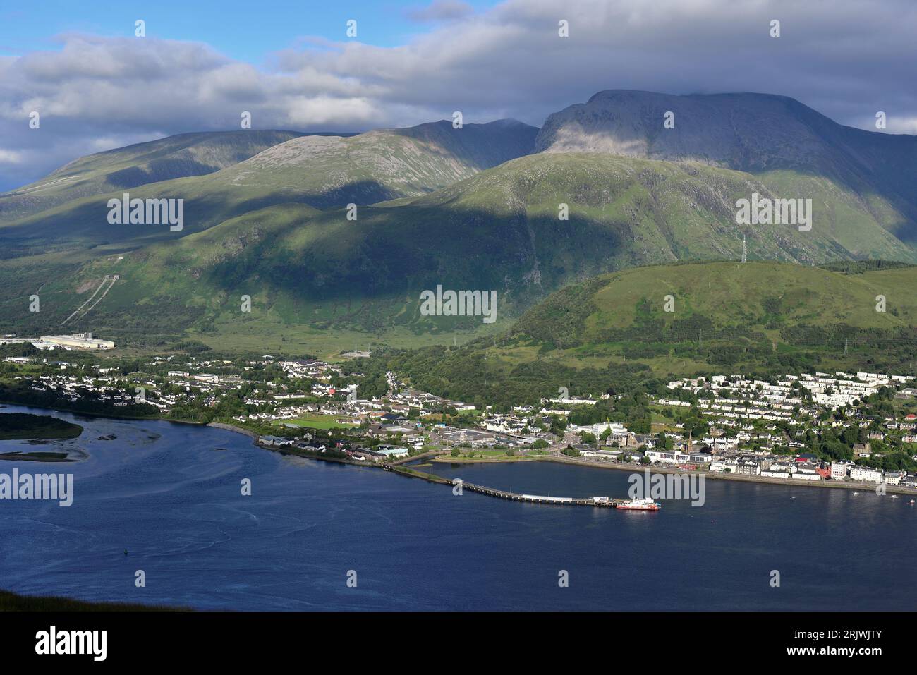 A mock aeriel shot of Fort William in the Scottish Highlands with the ...