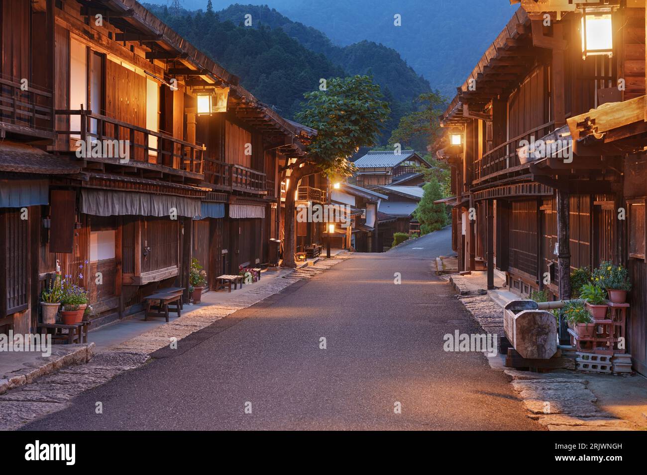 Tsumago, Japan traditional historic post town along the Nakasendo Stock ...