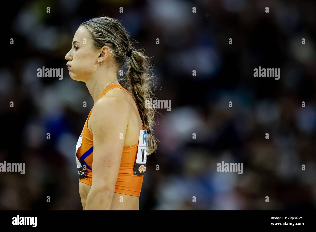 Budapest, Hungary. 23rd Aug, 2023. BUDAPEST - Nadine Visser in action on the 100 meters hurdles ...