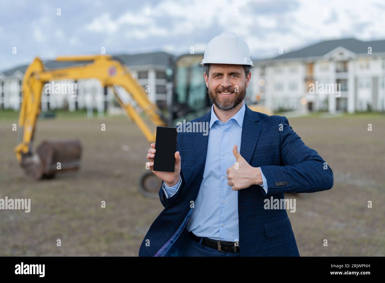 inspector of construction engineering at break show thumb up gesture ...