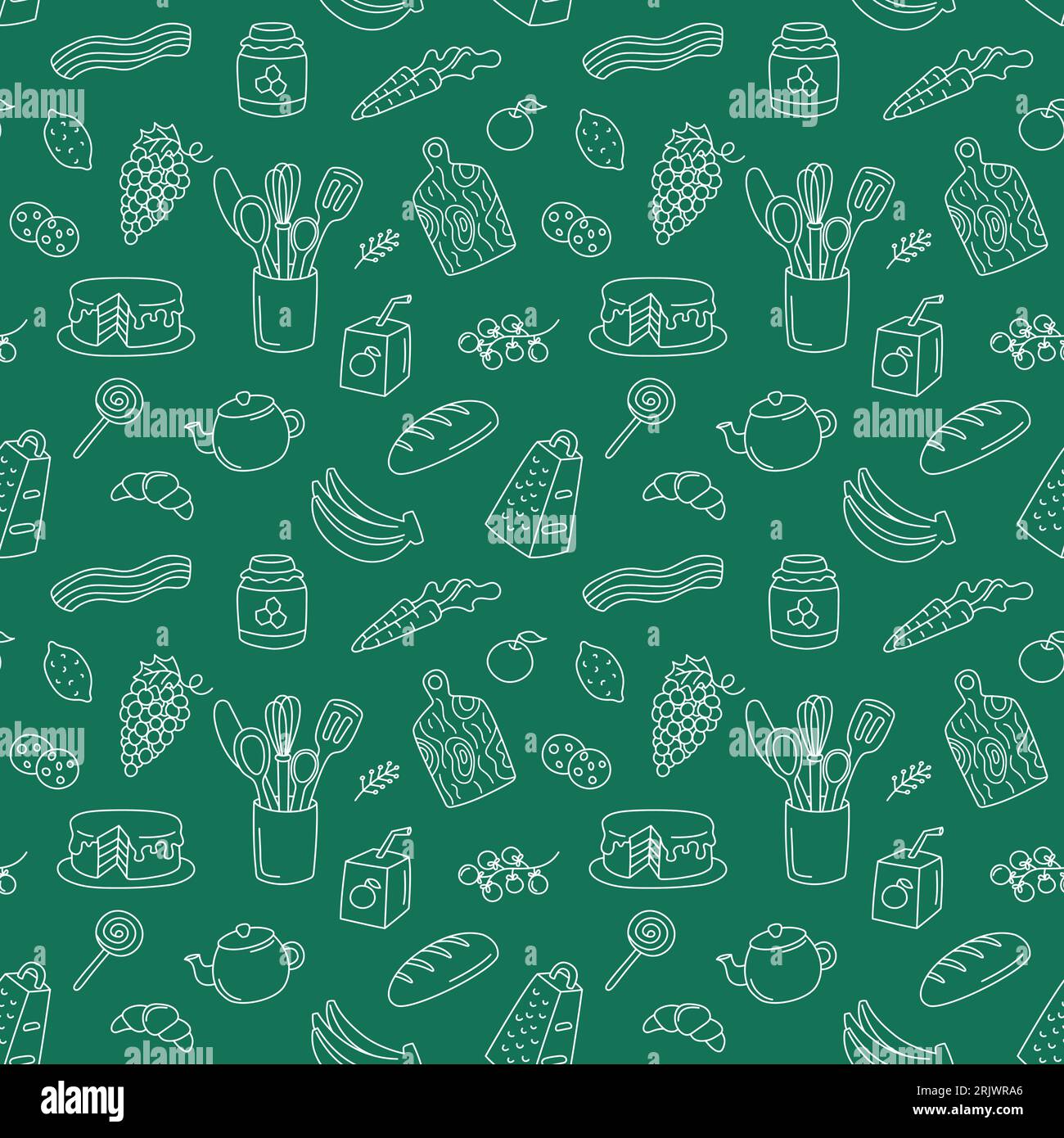Cooking food doodle seamless pattern. Kitchen elements vector ...