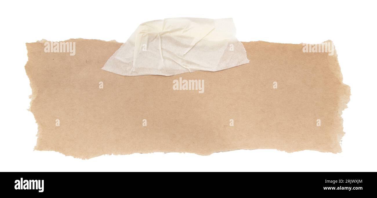 A sheet of brown torn kraft note paper on a white background. Note ...