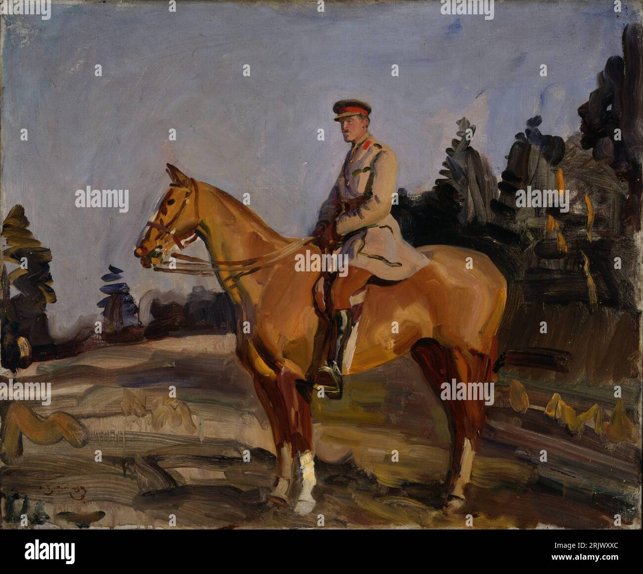 Brigade Major Geoffrey Brooke DSO before 1919 by Alfred Munnings Stock ...
