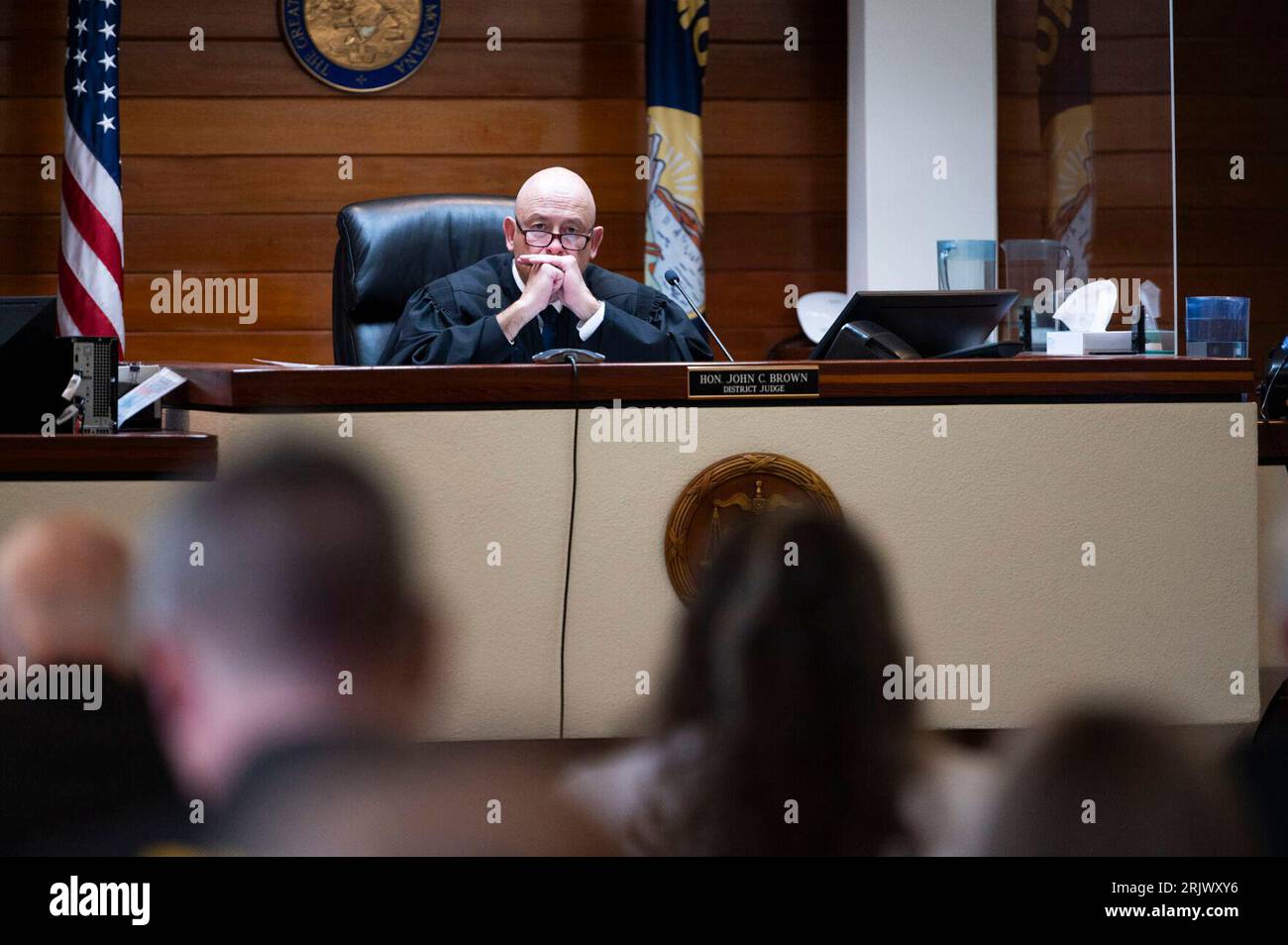 Judge John C. Brown listens to Patricia Batts give a statement during ...