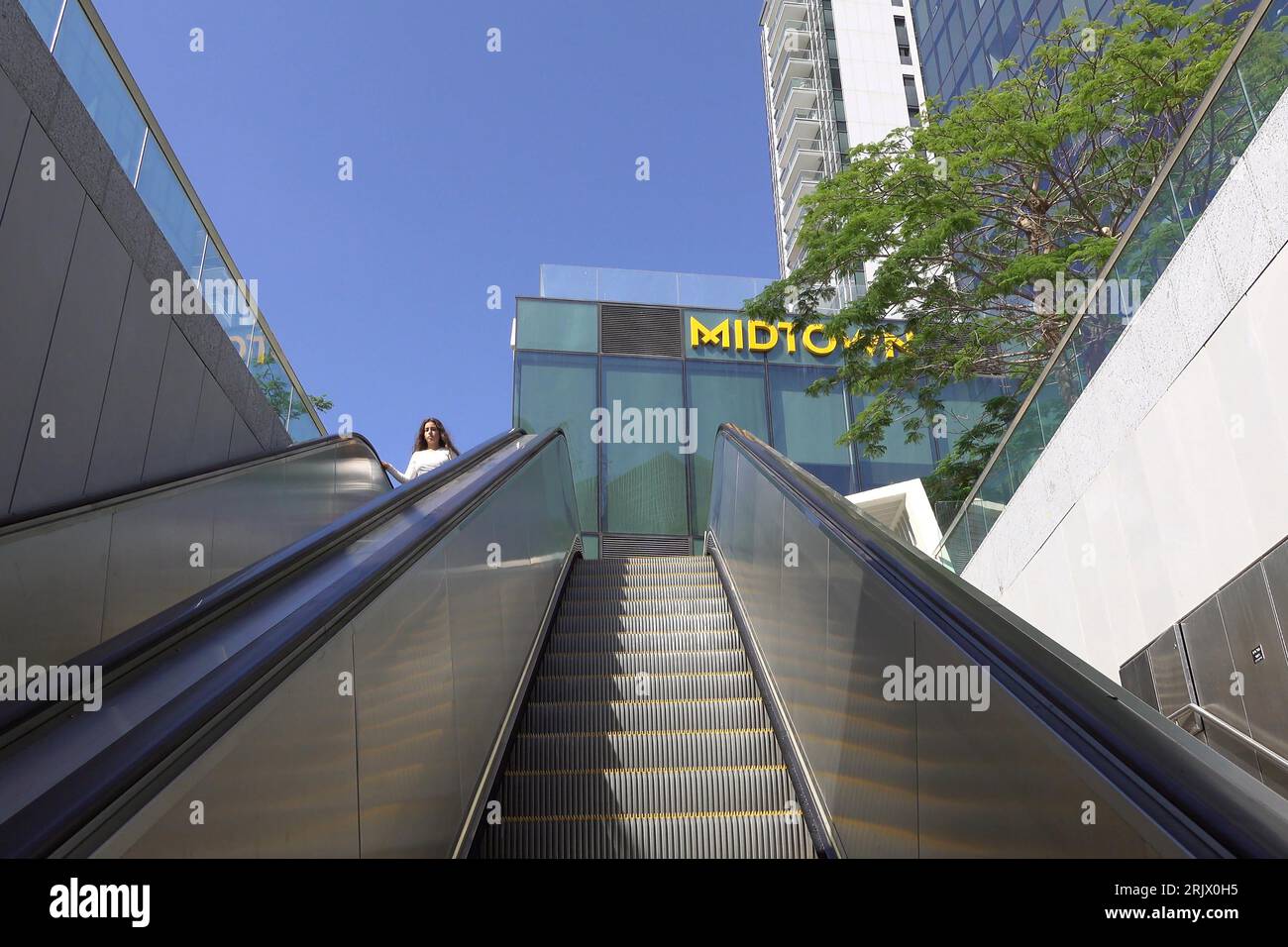 Passengers take the escalators at the Arlosoroff underground station of ...