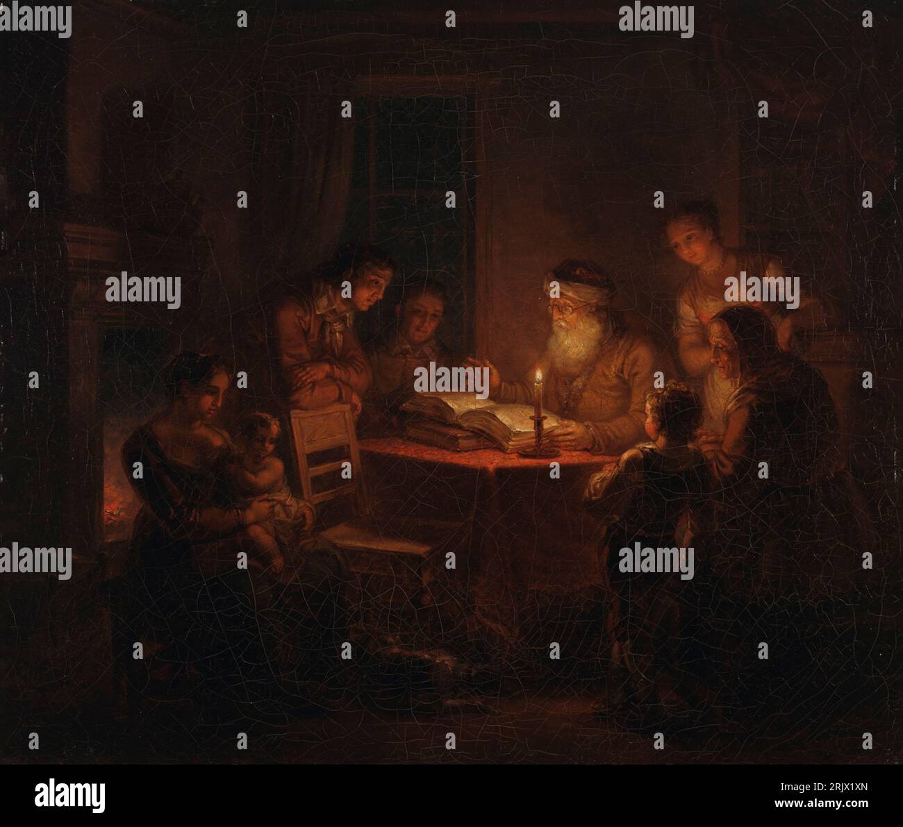 Jewish Rabbi Reading the Bible to His Family 1816 by Aleksander Lauréus ...