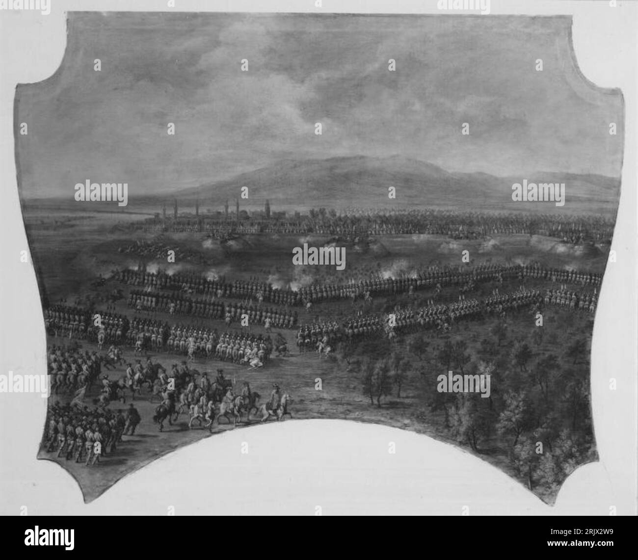 Der Rückzug der Armee bei Essegk 1687 by Franz Joachim Beich Stock ...