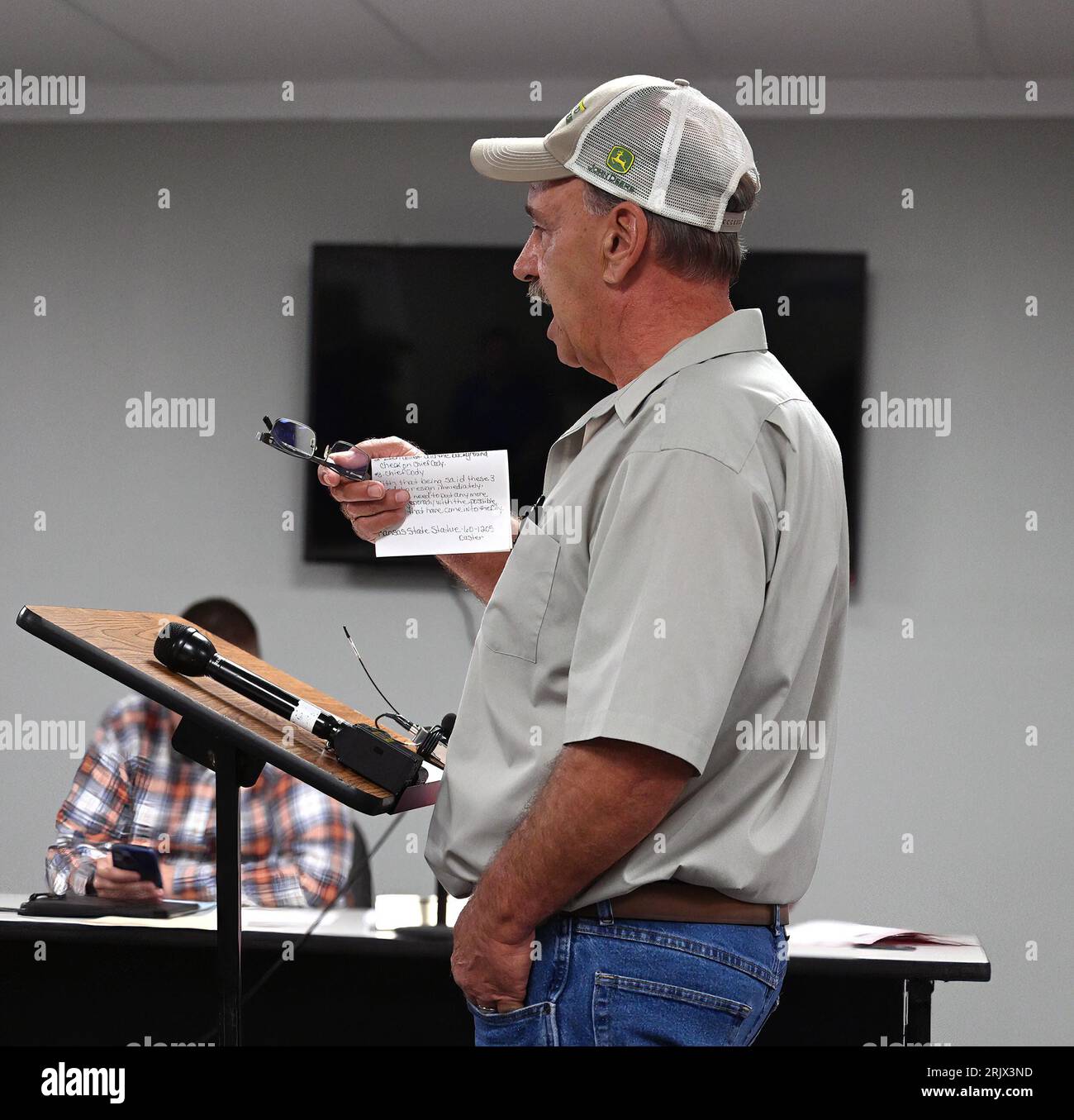 MARION, KANSAS - AUGUST 21, 2023 Darwin Markley a member of the Marion ...