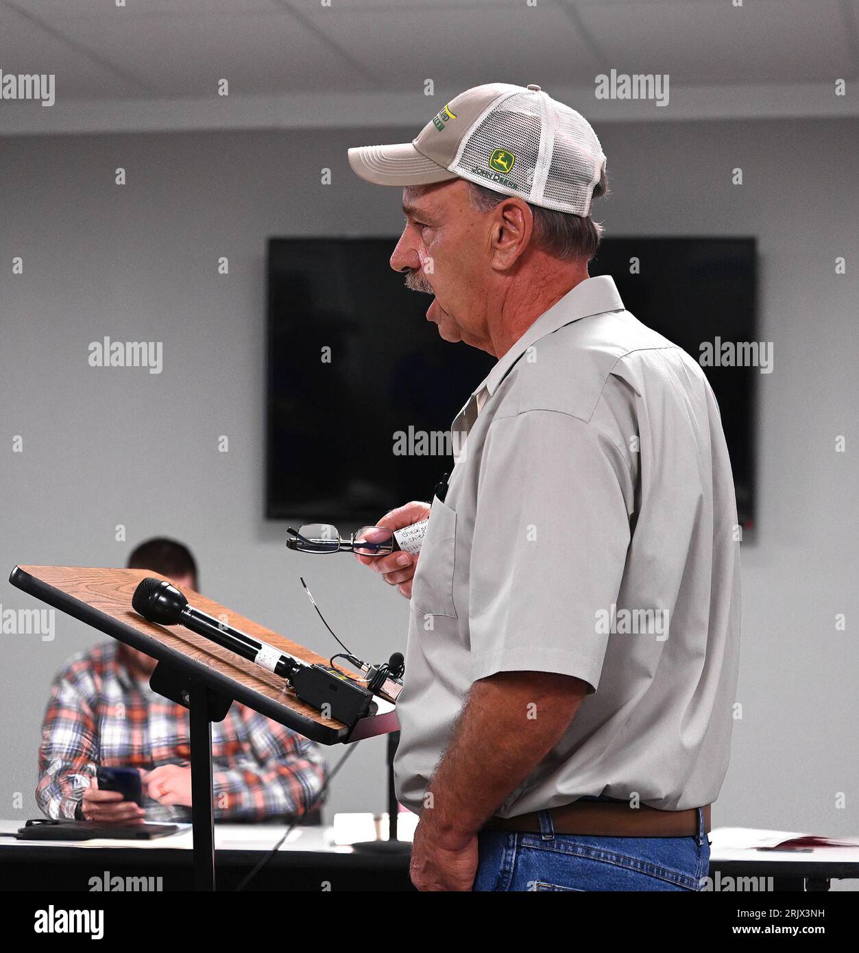 MARION, KANSAS - AUGUST 21, 2023 Darwin Markley a member of the Marion ...