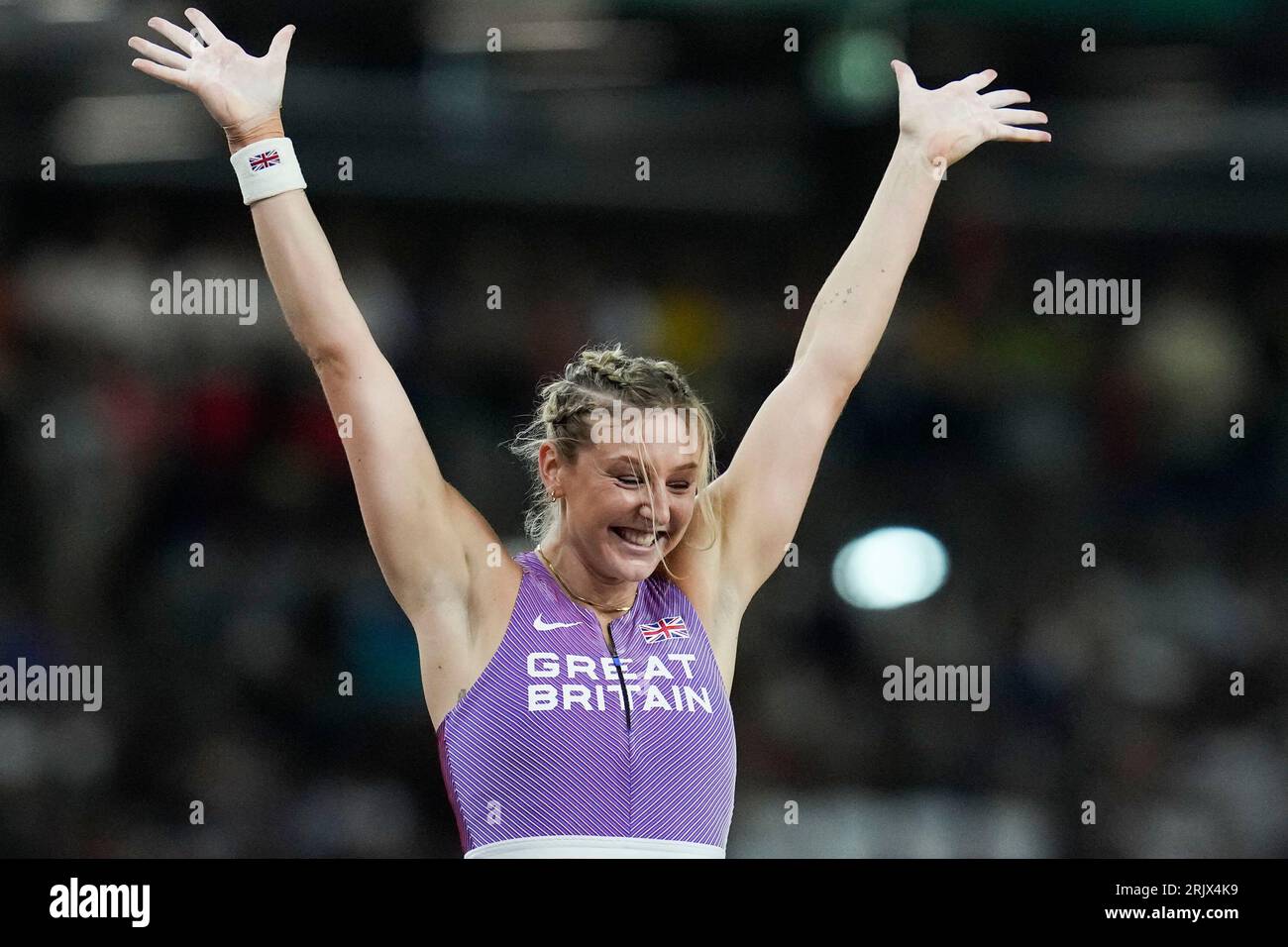Molly Caudery, of Great Britain, reacts after competing in the women's ...
