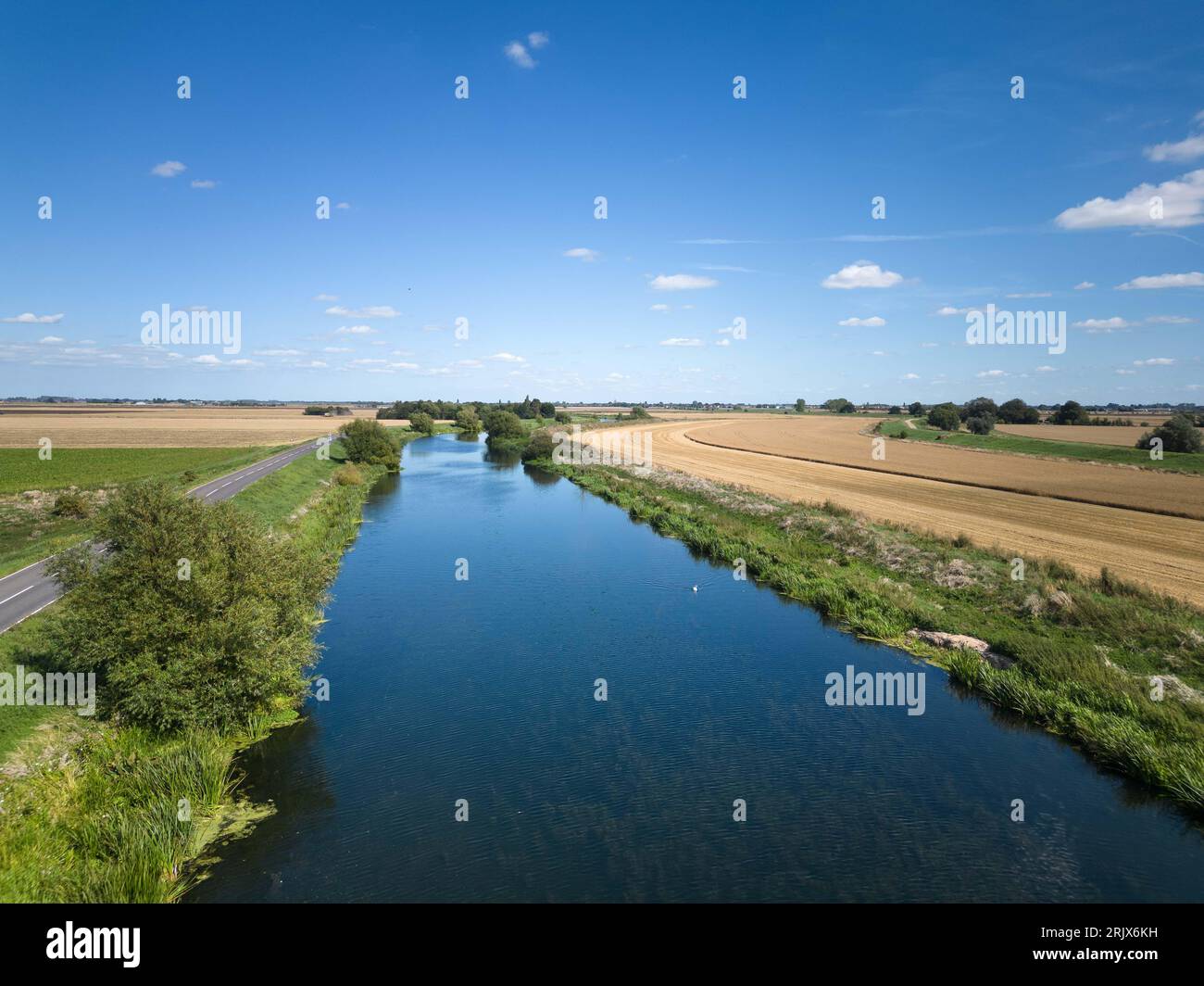The river Welland running through Lincolnshire between Market Deeping ...