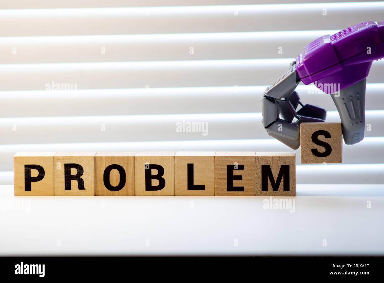 Wooden elements with letter on wooden table spelling word problem ...