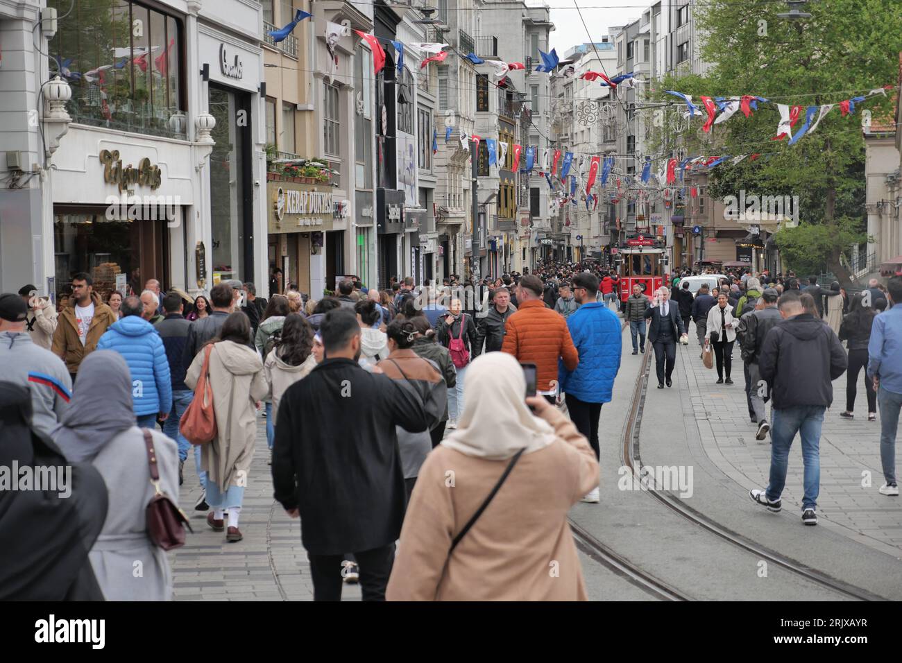 turkey istambul 19 june 2023. Crowded Istiklal street in Taksim ...