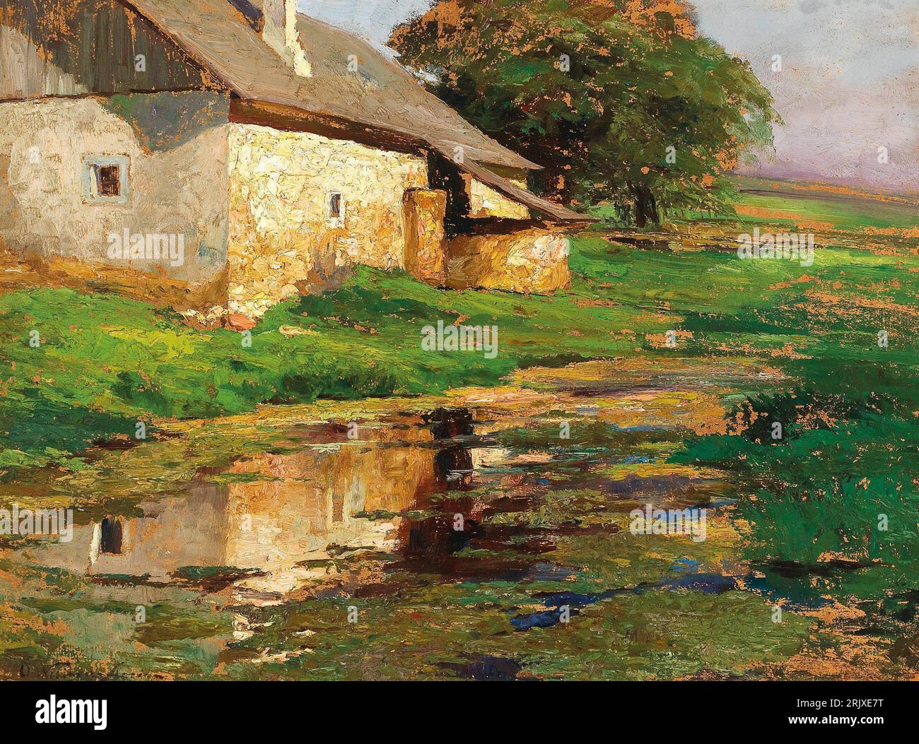 The pond behind the house circa 1902 by Olga Wisinger-Florian Stock ...