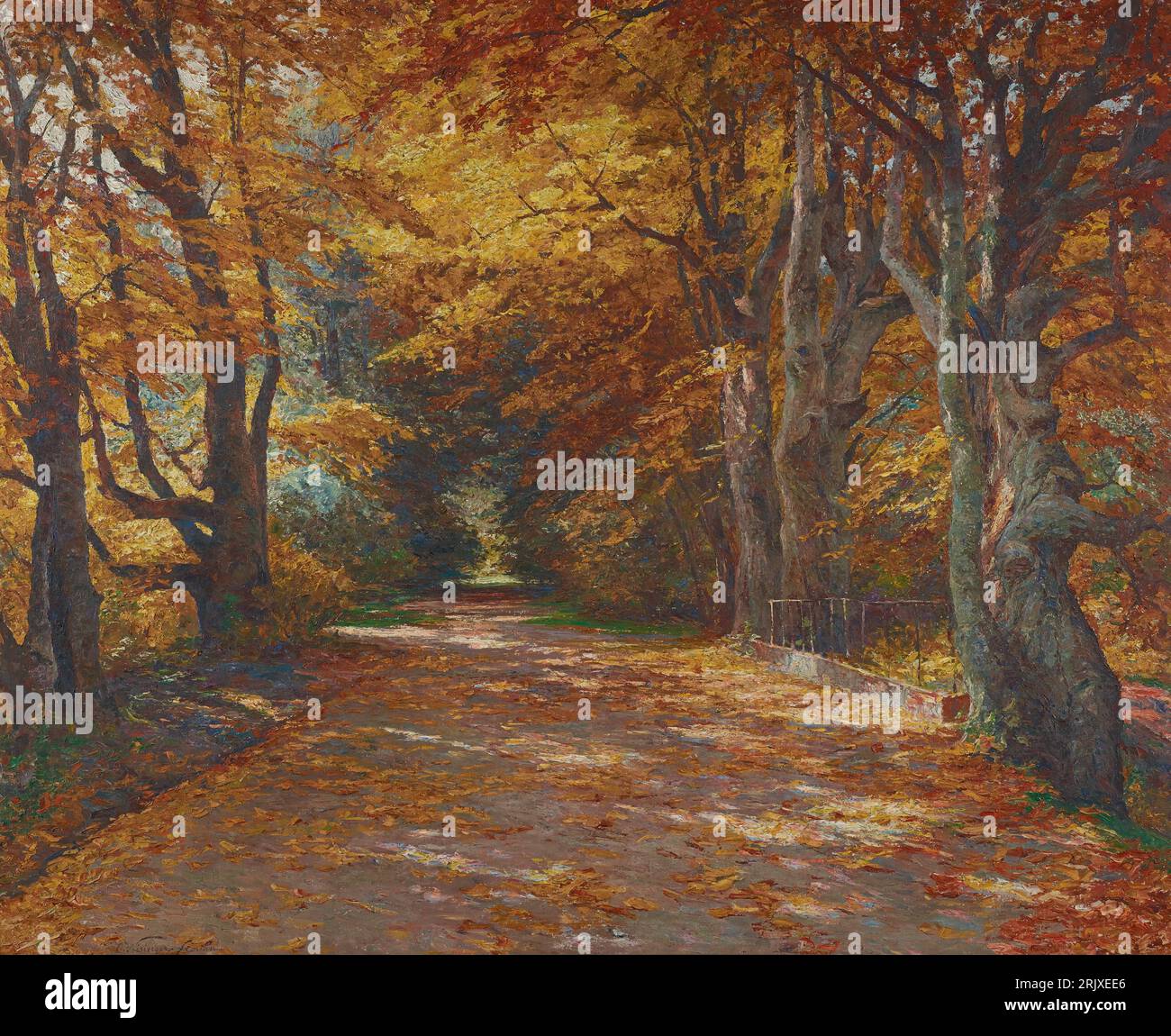 Praterallee im Herbst circa 1900 by Olga Wisinger-Florian Stock Photo ...