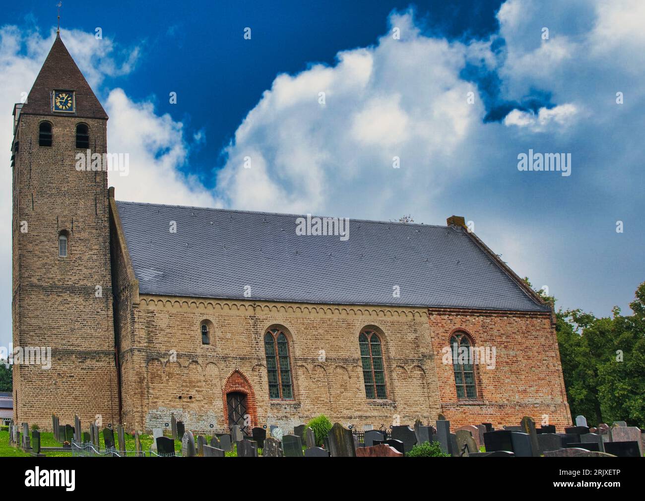 The romano-gothic 12th-century St Agatha Church in Oudega, one of the ...