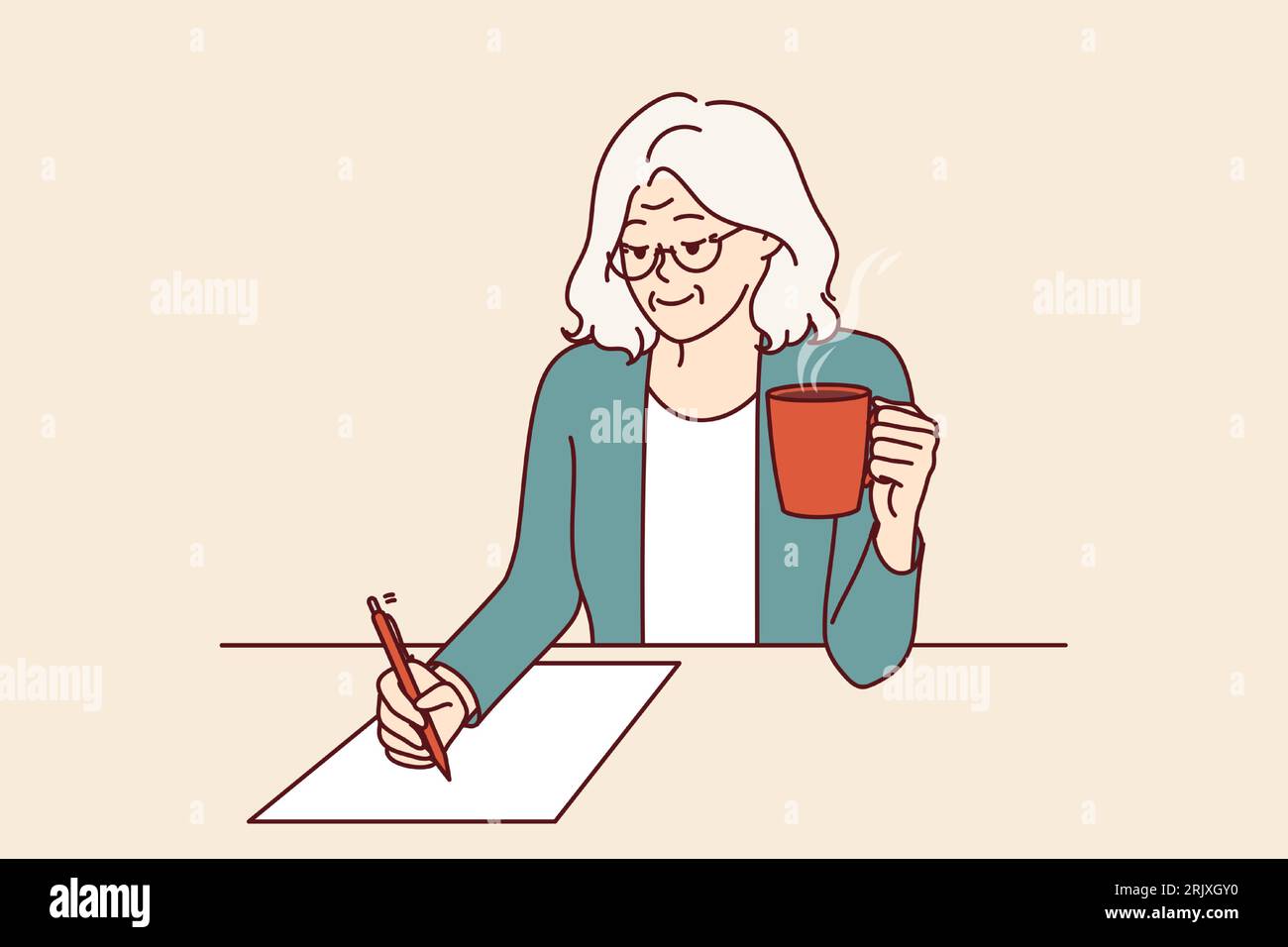 Elderly woman write letter Stock Vector Images - Alamy