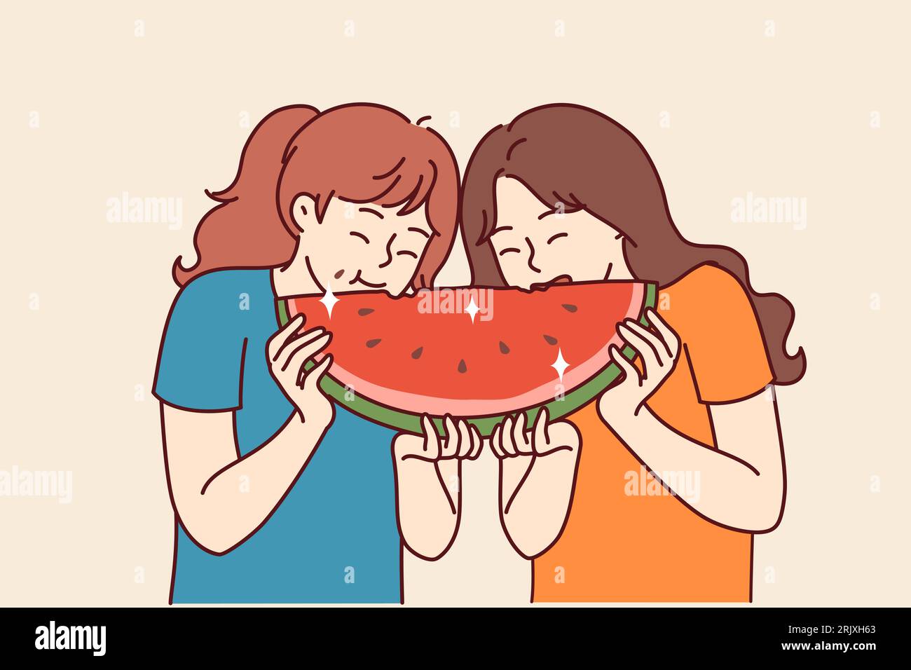 Kids watermelon eating Stock Vector Images - Alamy