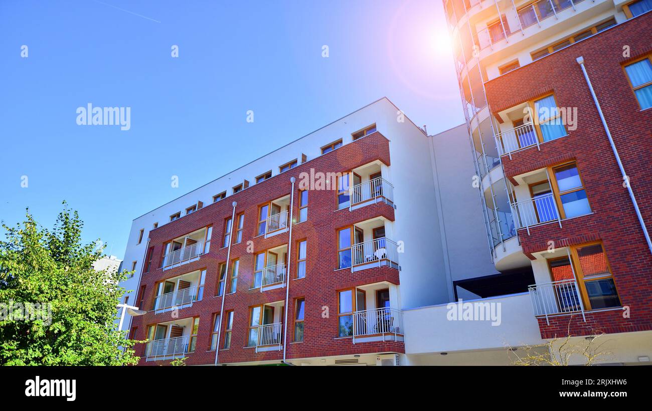 Low energy houses with apartments. Residential area with ecological and ...