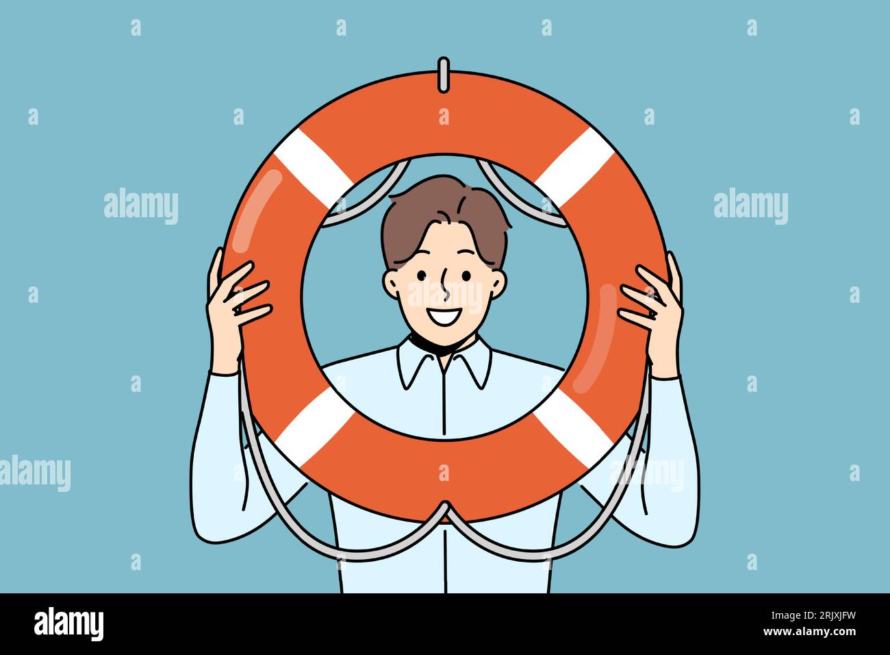 Business man holds lifeline offering help and crisis management ...