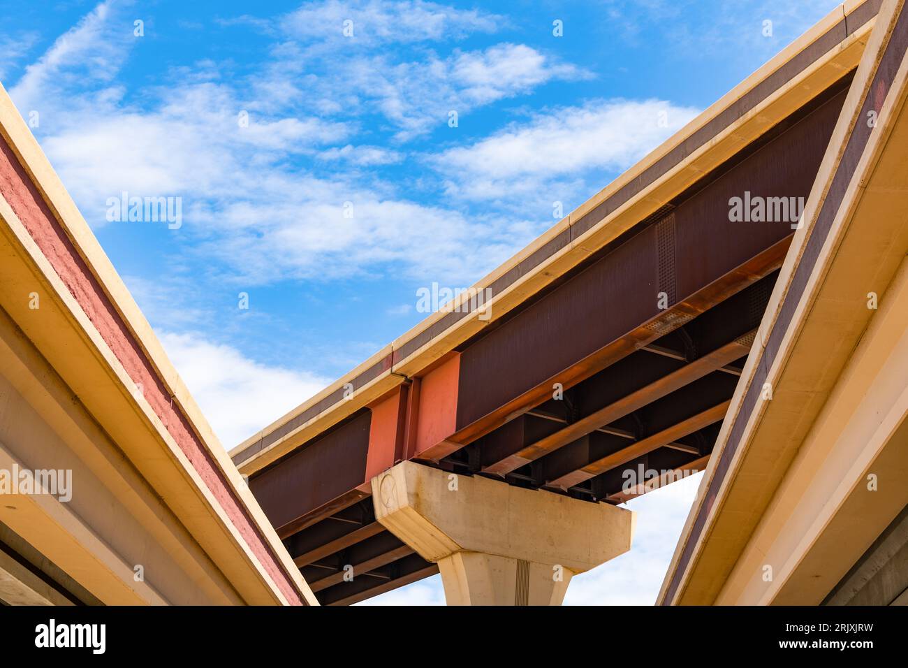 bridge overpass on highway. structural overpass in perspective ...