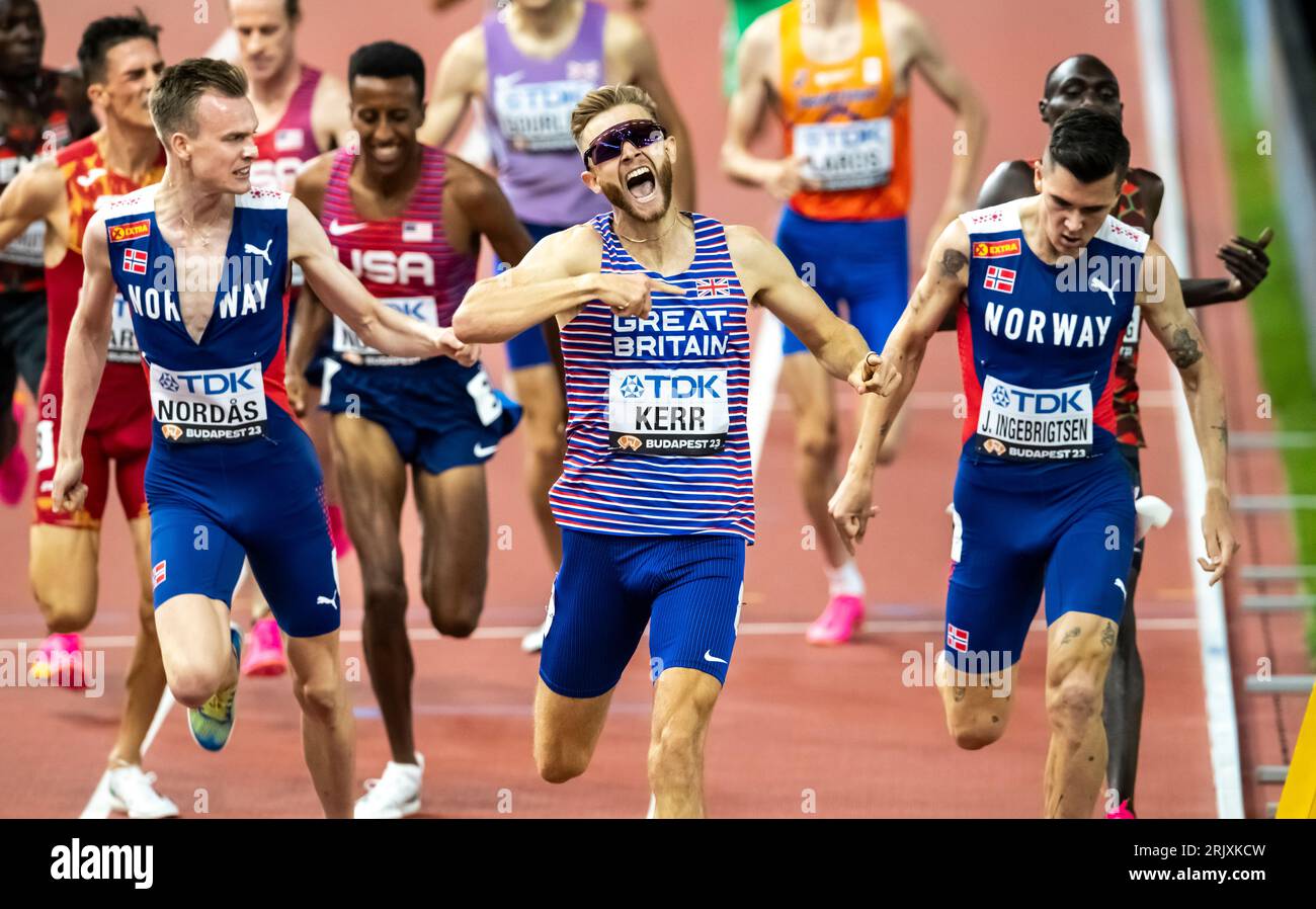 Budapest, Hungary. 23rd Aug, 2023. Josh Kerr of GB & NI crosses the ...