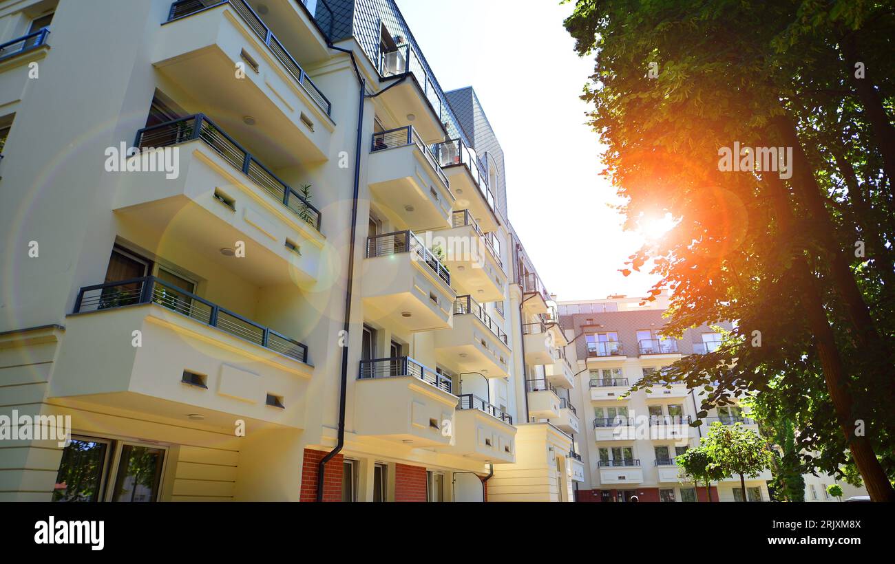 Low energy houses with apartments. Residential area with ecological and ...