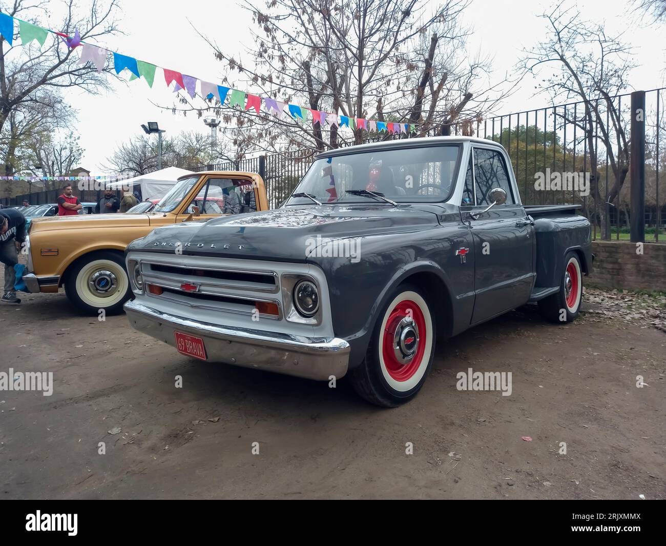 Old, shiny 1969 Chevrolet Chevy C 10 Brava Stepside bed pickup truck ...