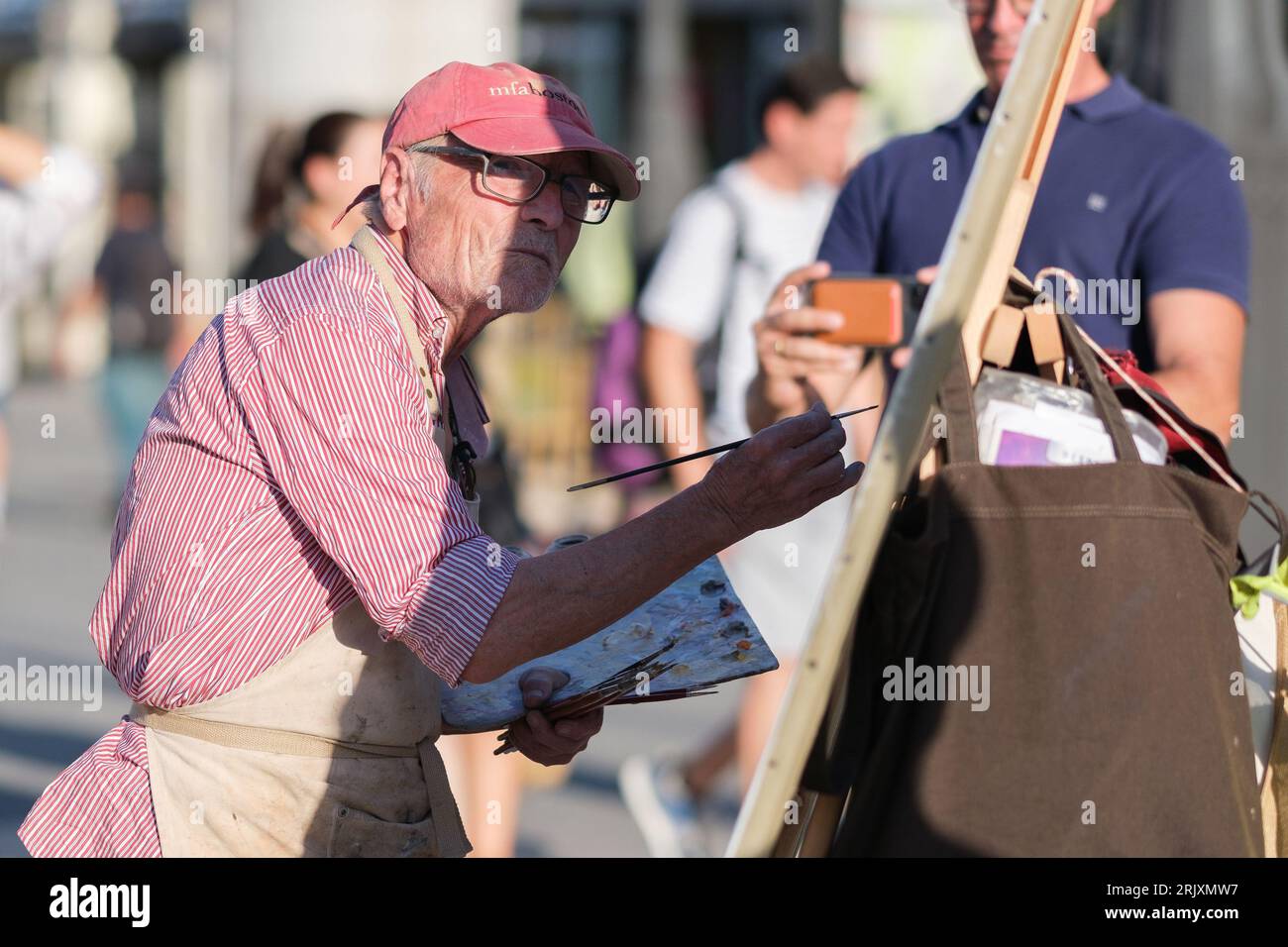 Famous Spanish painter and sculptor Antonio Lopez is seen working on a ...