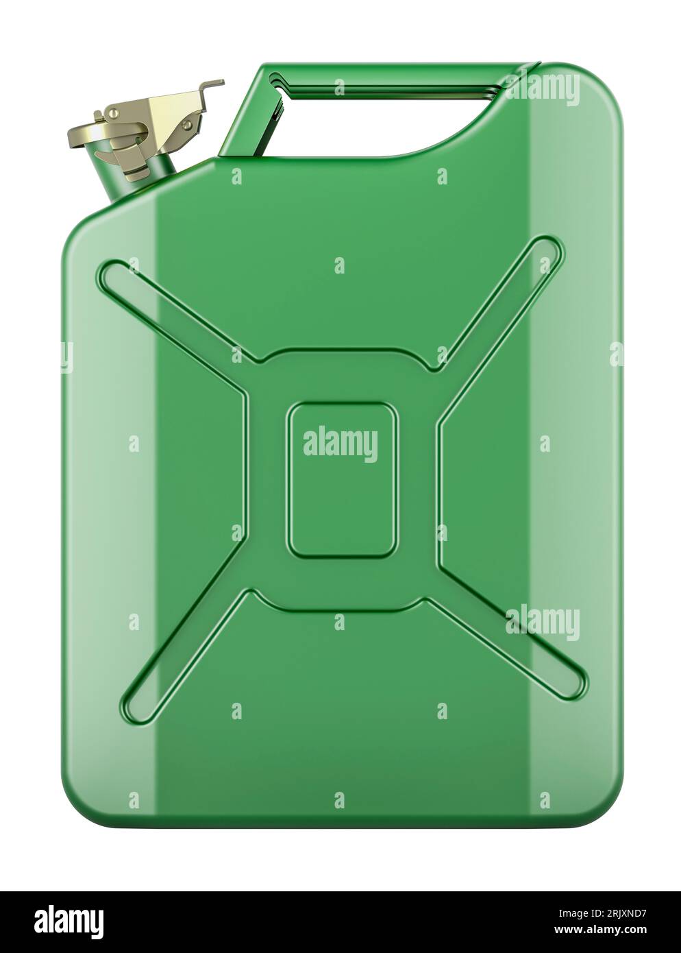Green steel jerrycan, jerry can. Side view, 3D rendering isolated on ...