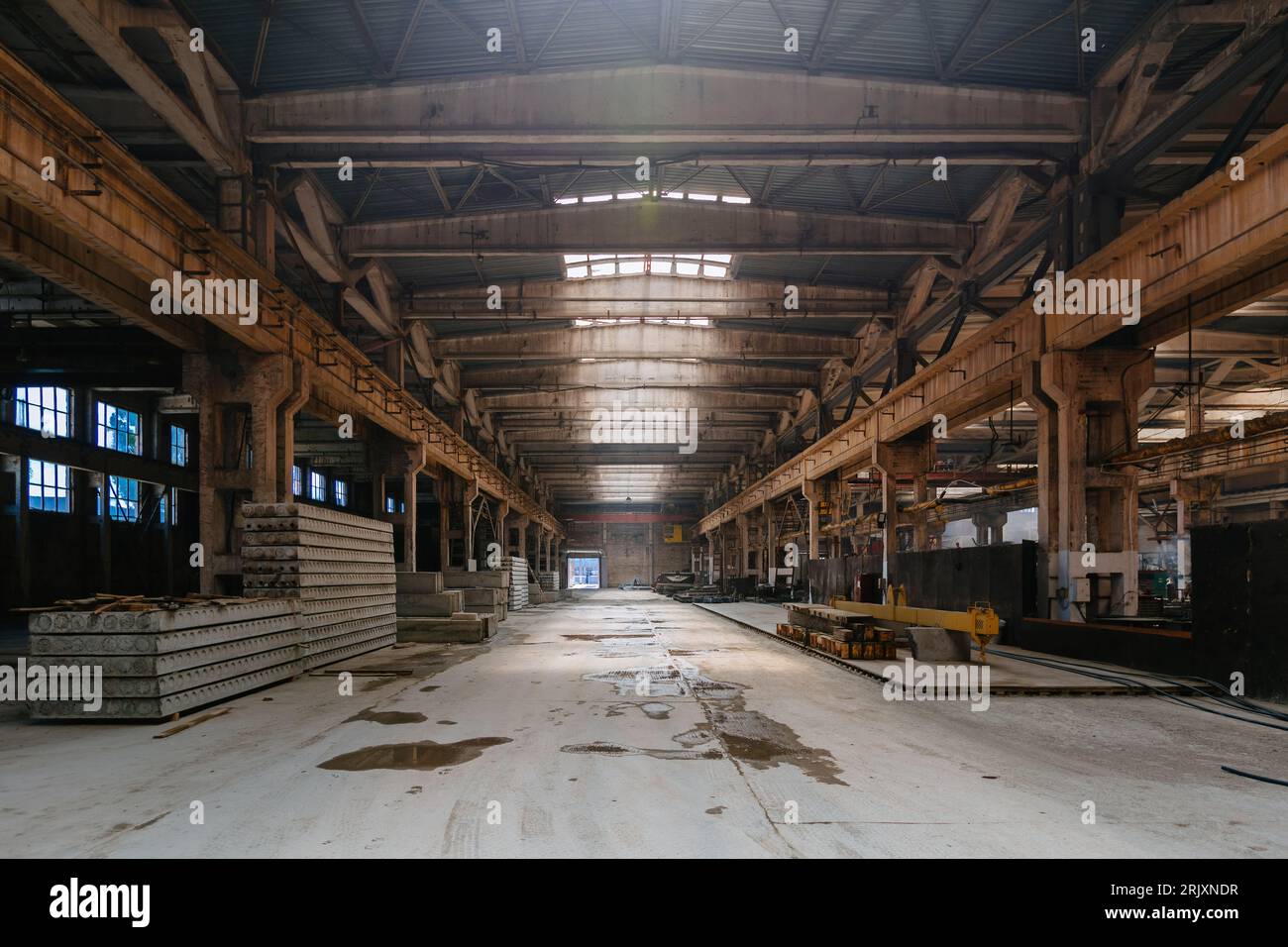 Reinforced concrete slabs production line Stock Photo - Alamy