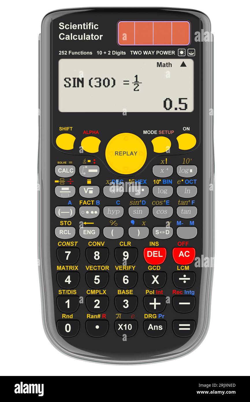 Scientific calculator, front view. 3D rendering isolated on white ...