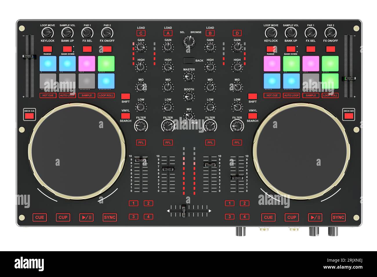 Digital DJ Controller, DJ Console. 3D rendering isolated on white ...