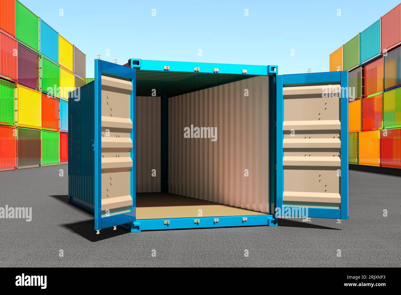Opened empty cargo container in port dock, 3D rendering Stock Photo - Alamy Opened empty cargo container in port dock, 3D rendering Stock Photo - Alamy