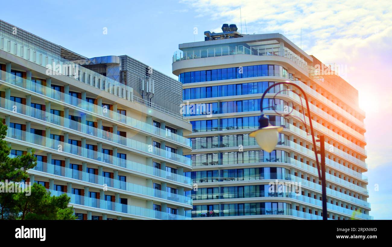 Modern beautiful luxury hotel resort building Stock Photo - Alamy