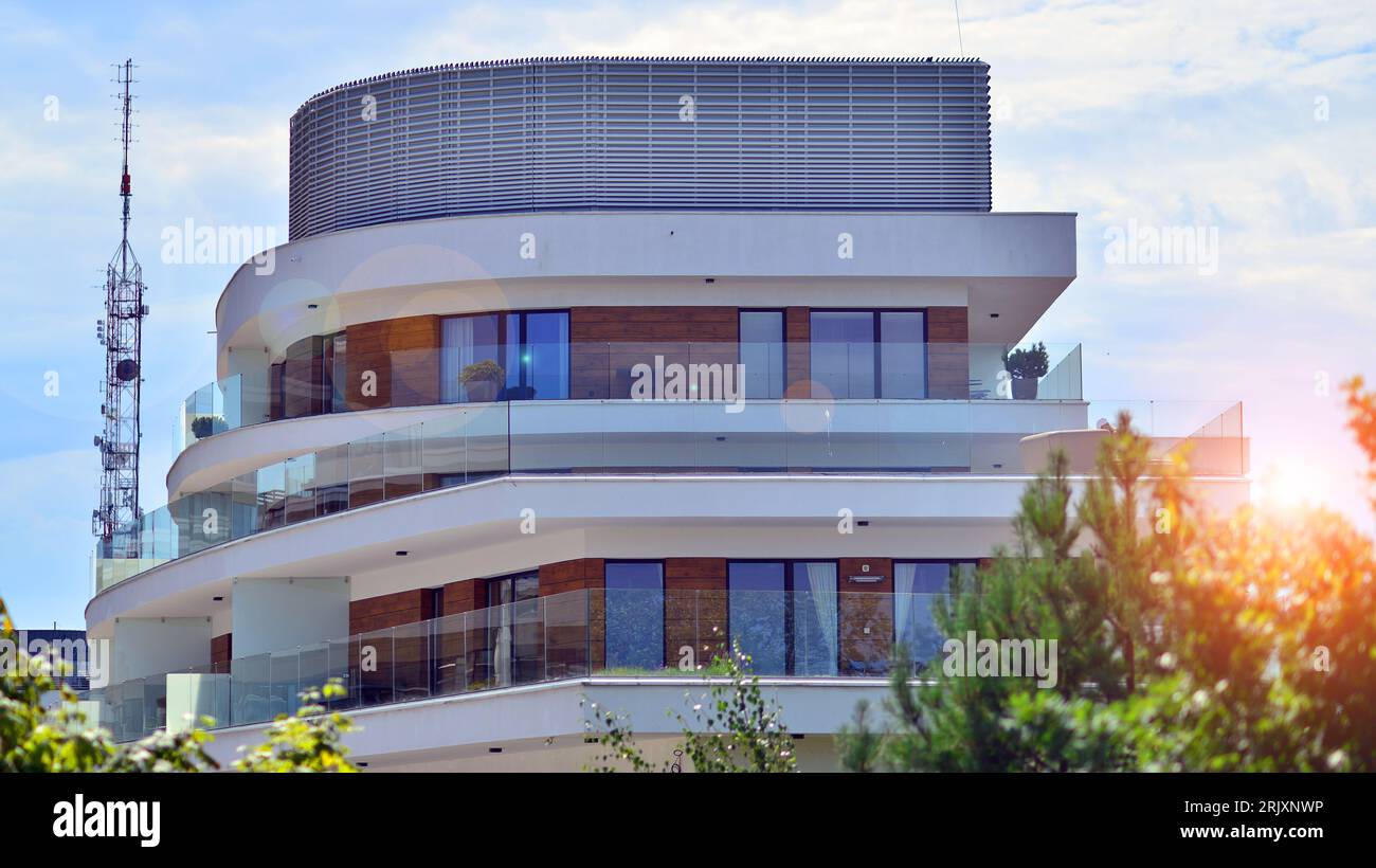 Modern beautiful luxury hotel resort building Stock Photo - Alamy