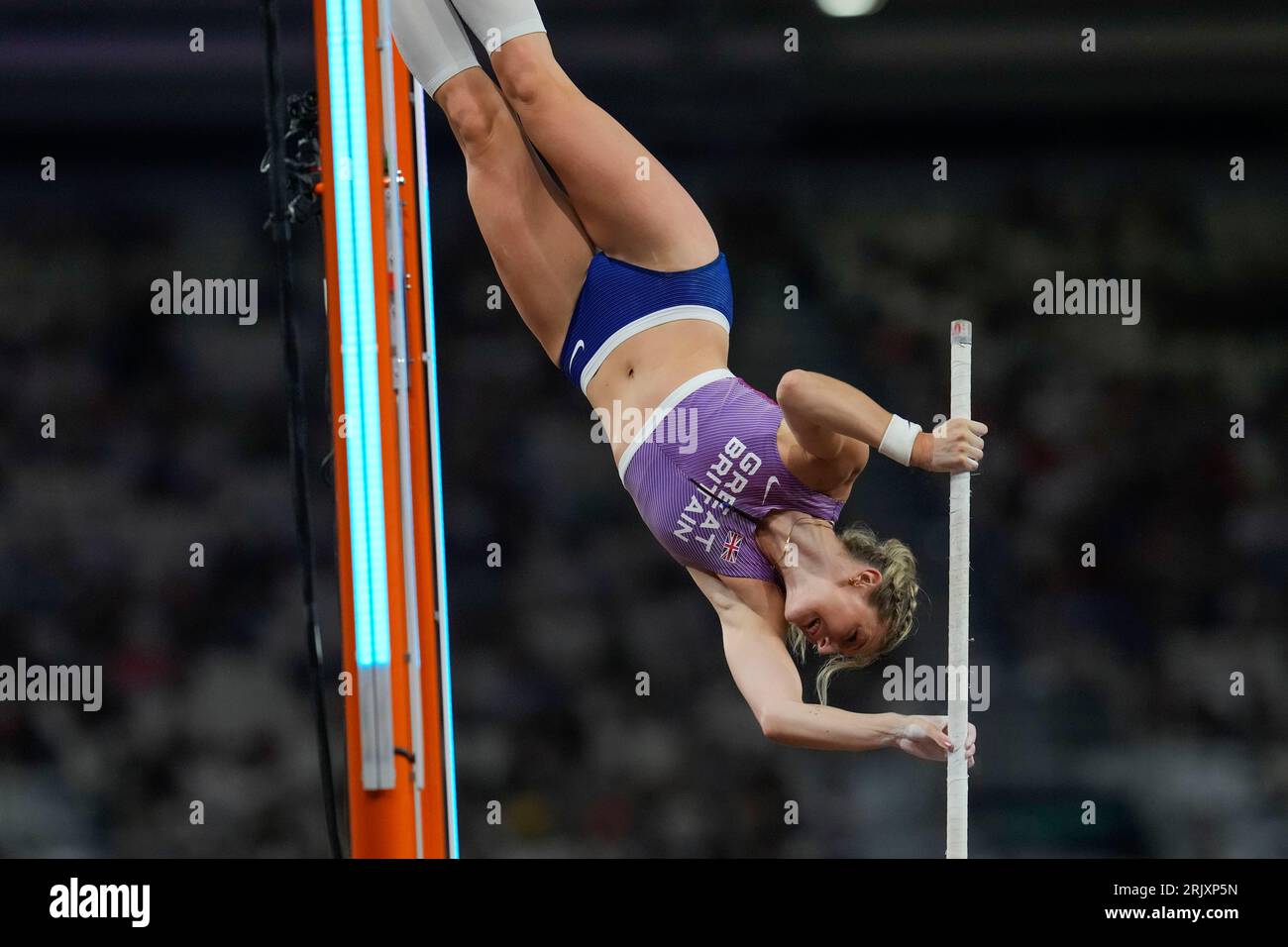 Molly Caudery, of Great Britain, competes in the women's pole vault ...