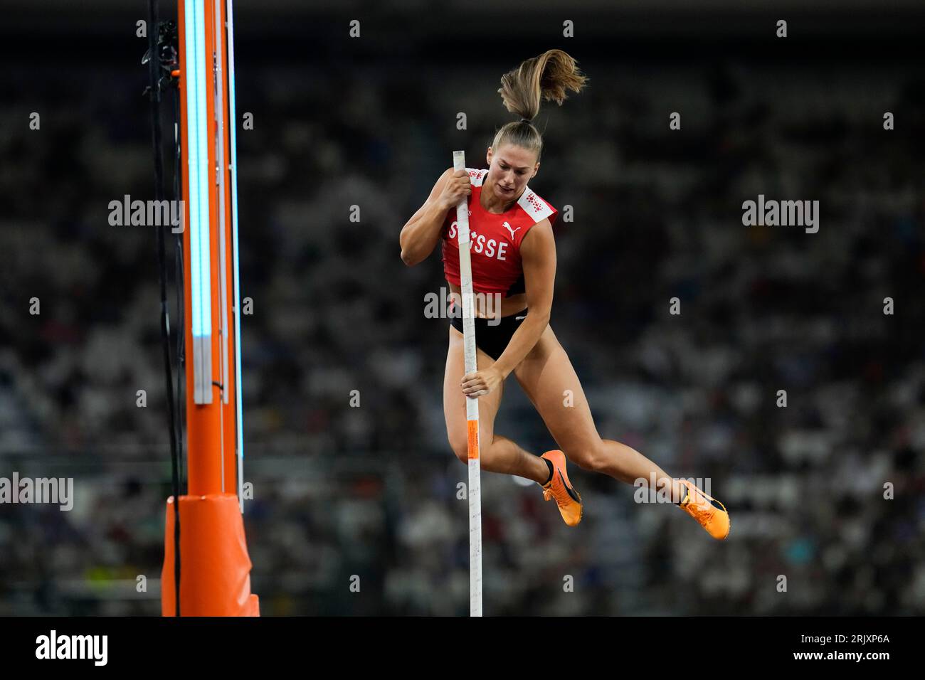 Angelica Moser, of Switzerland, competes in the women's pole vault ...