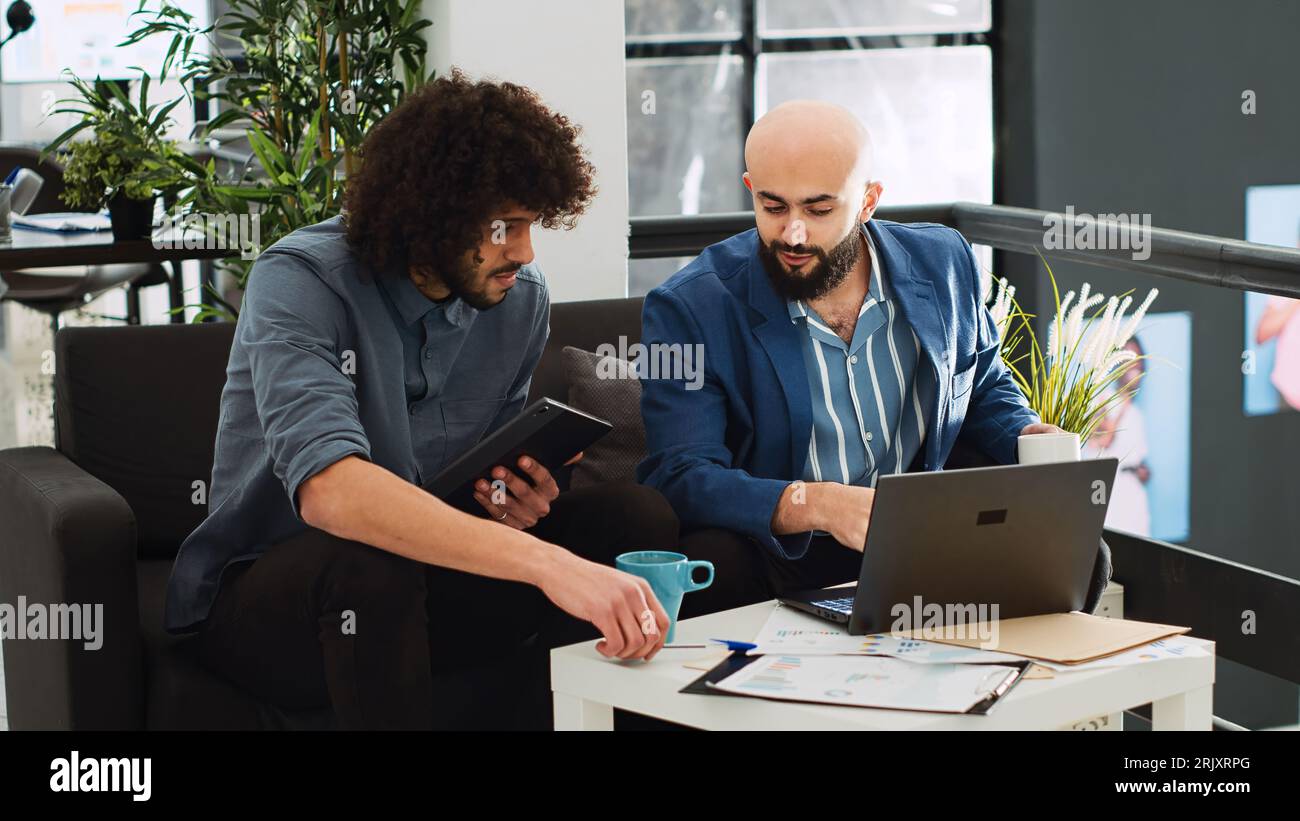 Manager presenting research plan, working on unicorn business strategy ...