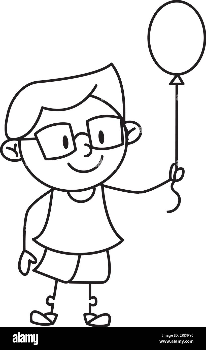 boy with a balloon Stock Vector Image & Art - Alamy