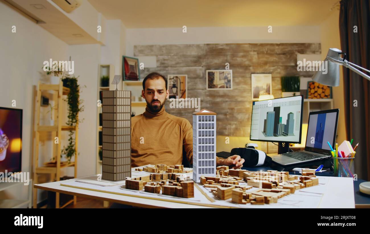 Architecture designer building property mockup maquette in living room ...