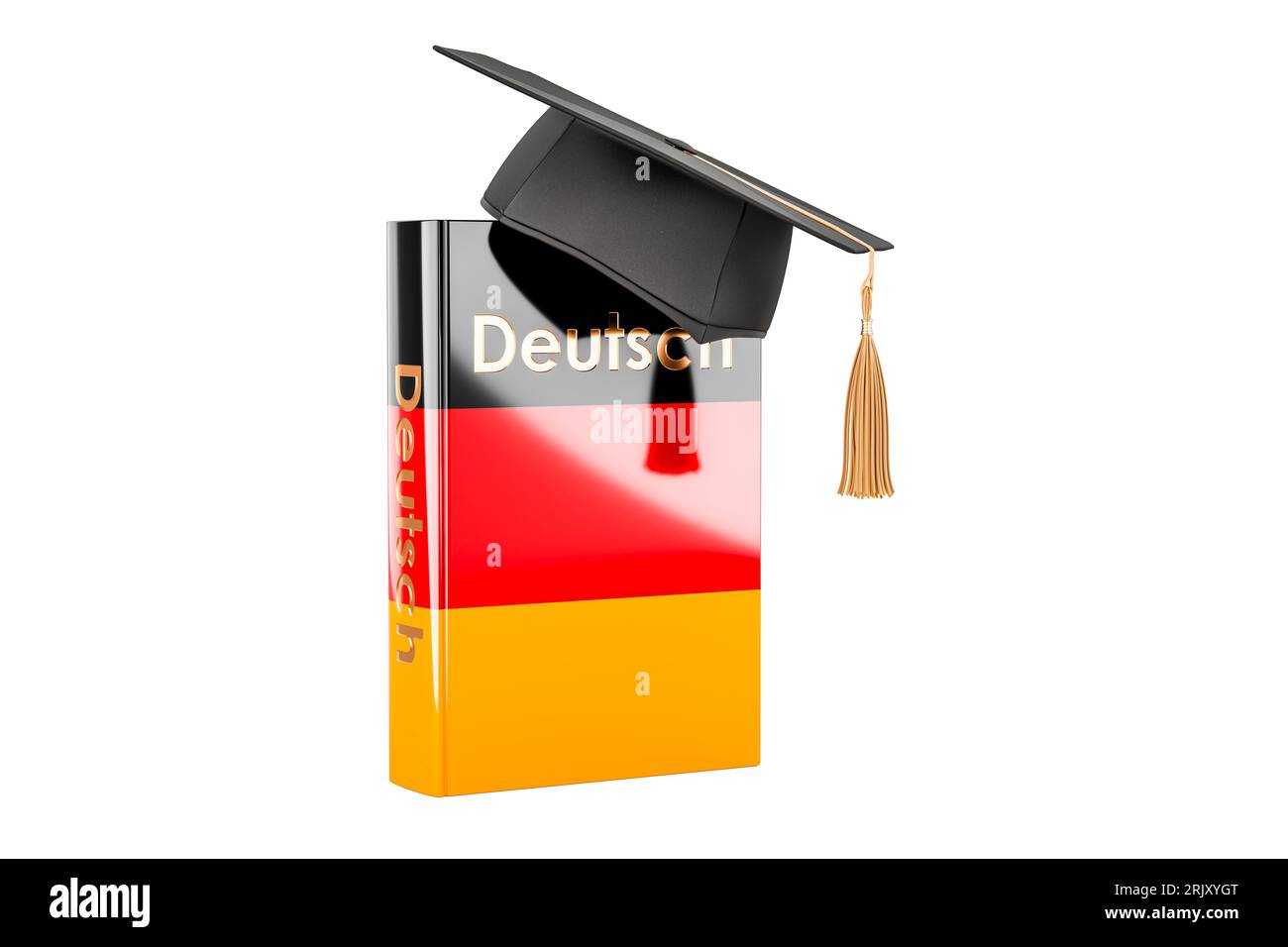 German language textbook with graduation cap. Learn German language ...