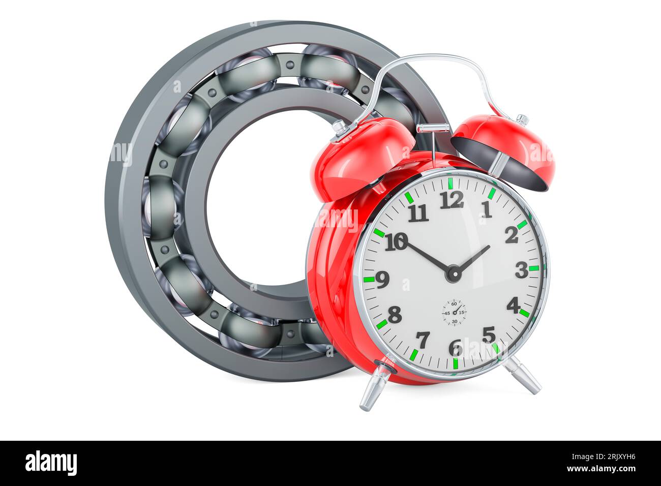 Ball bearing with alarm clock, 3D rendering isolated on white background Stock Photo - Alamy