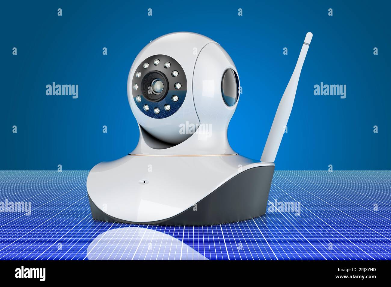 Internet Protocol camera on digital, futuristic background, 3D ...
