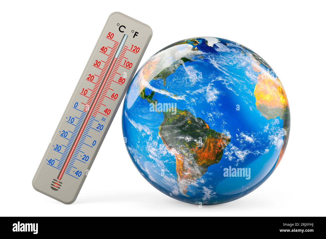 Thermometer with Earth Globe. 3D rendering isolated on white background ...