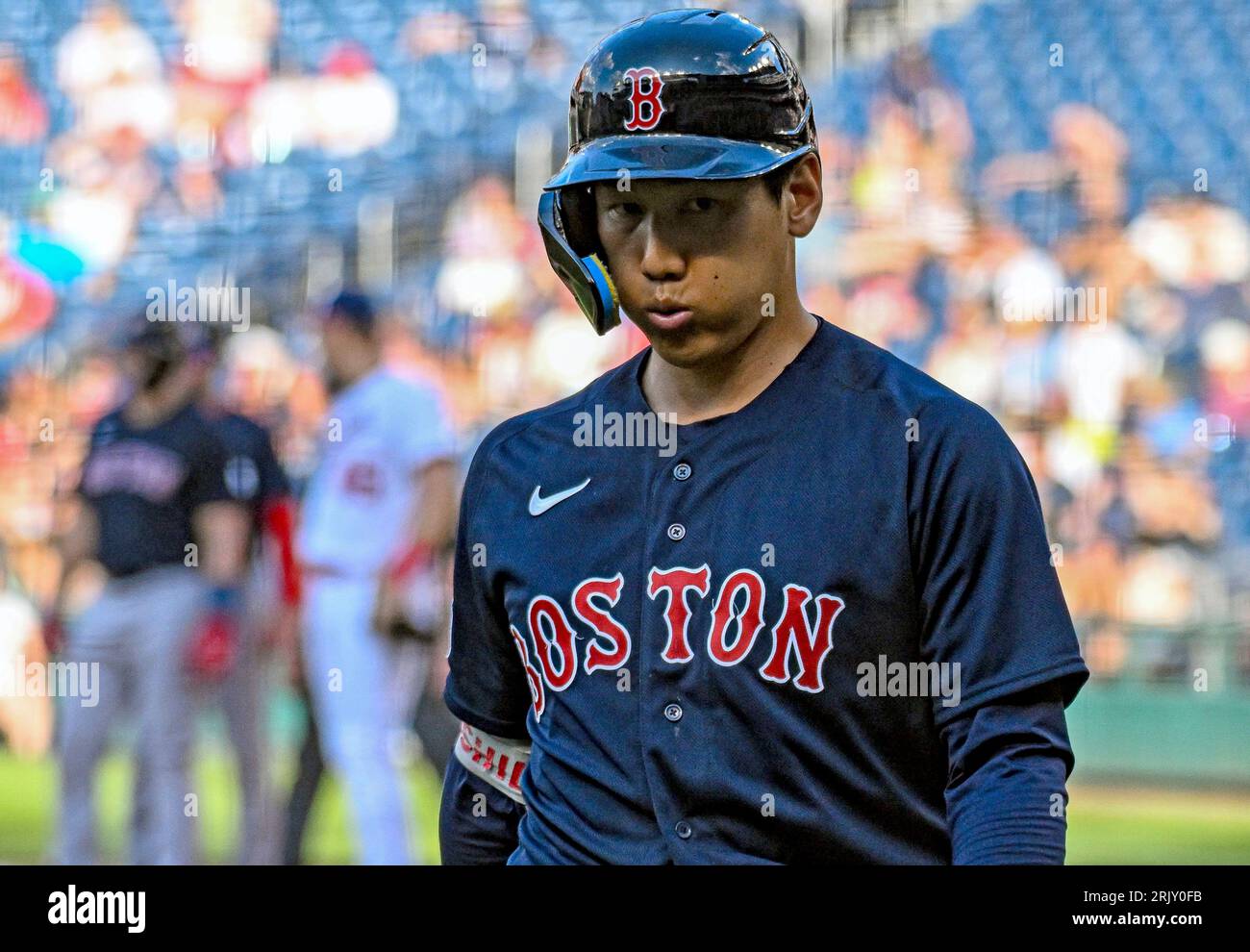 WASHINGTON, DC - August 17: Boston Red Sox center fielder Rob Refsnyder ...