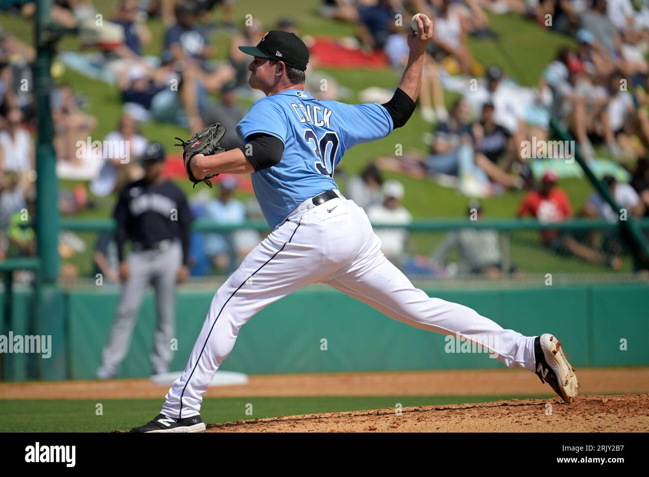 Tampa Bay Rays pitcher Kyle Crick throws during the fourth inning of a ...