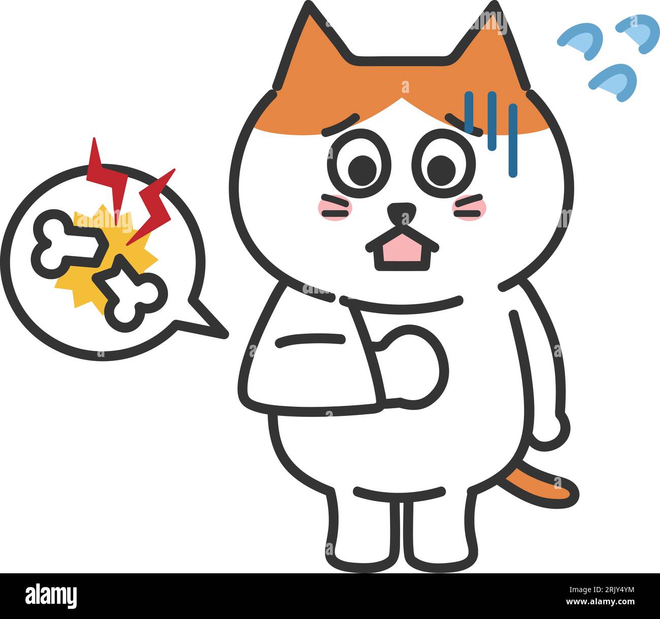 Orangy tabby cartoon cat broke his arm, vector illustration Stock ...